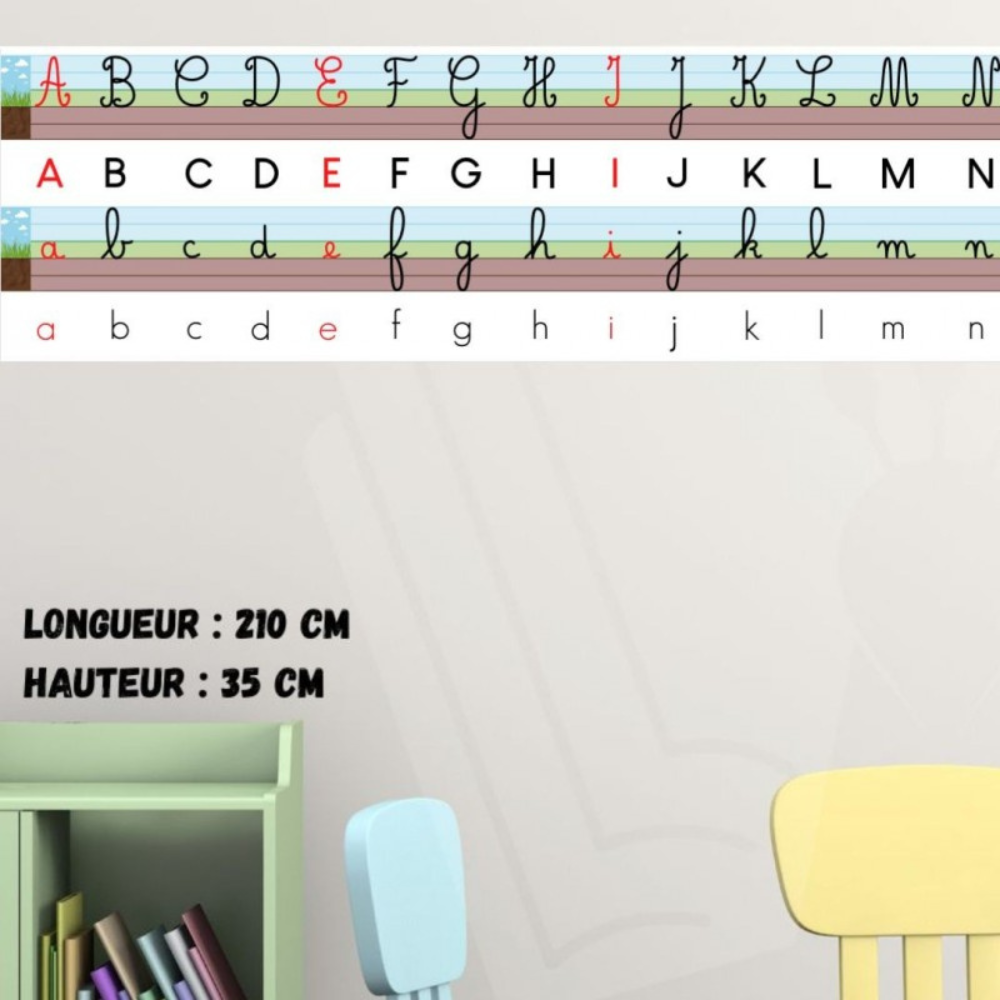 Frise Alphabétique murale 210 cm * 35 cm - 4 Graphies | Eveil ...
